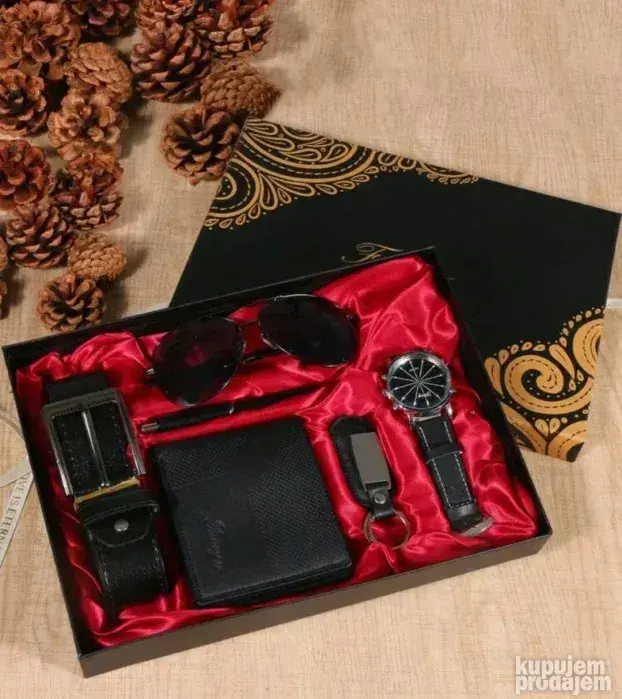 Poklon set za muskarce Sat Novcanik Naocare Privezak Kais
